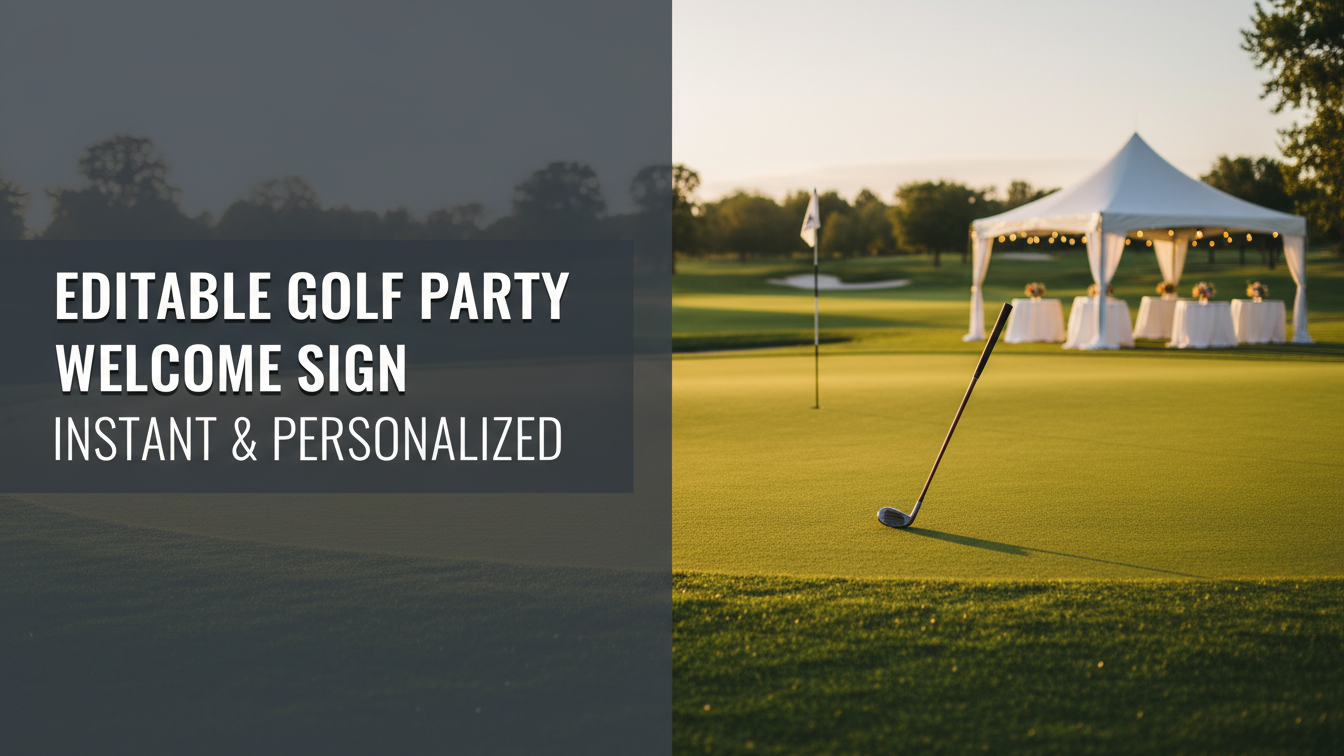 Editable Golf Party Welcome Sign: Instant & Personalized