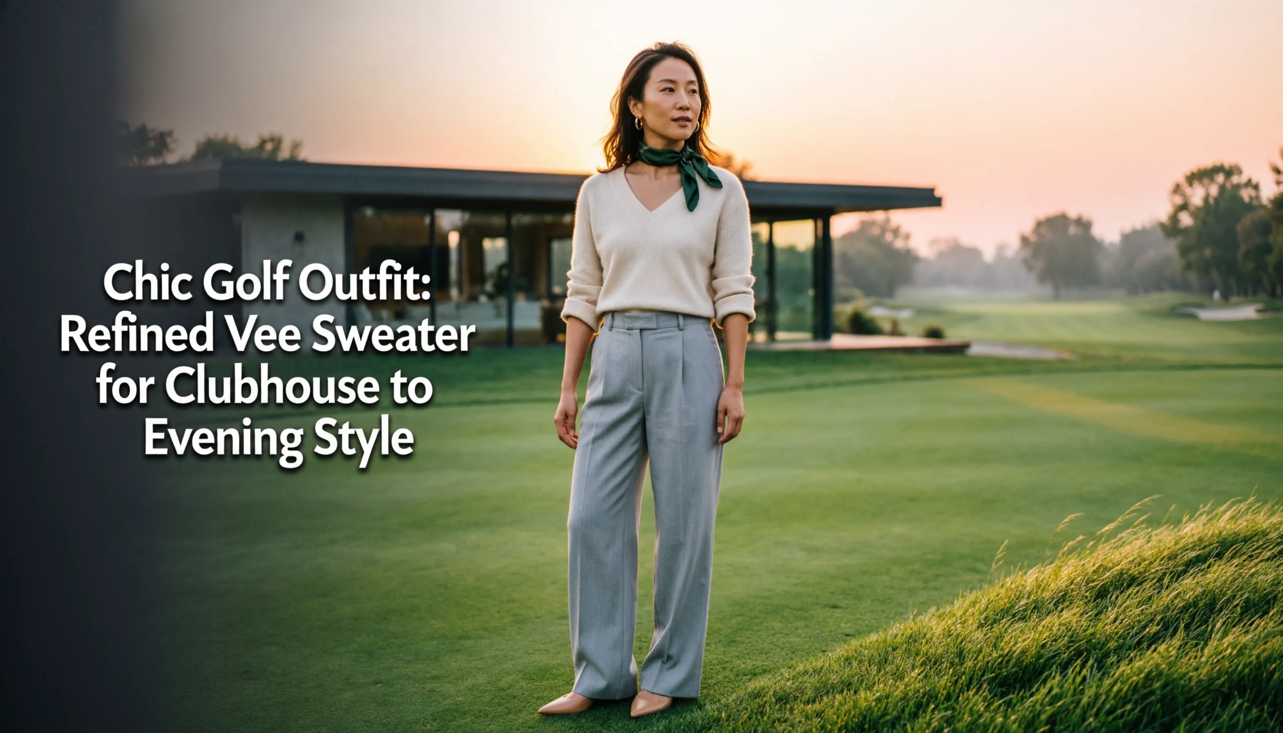 Chic Golf Outfit: Refined Vee Sweater For Clubhouse To Evening Style